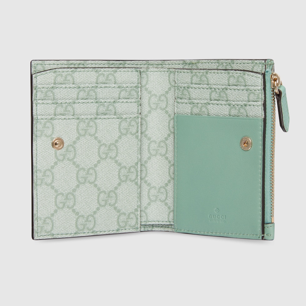 GG Emblem medium wallet in sage green leather | GUCCI® ZA