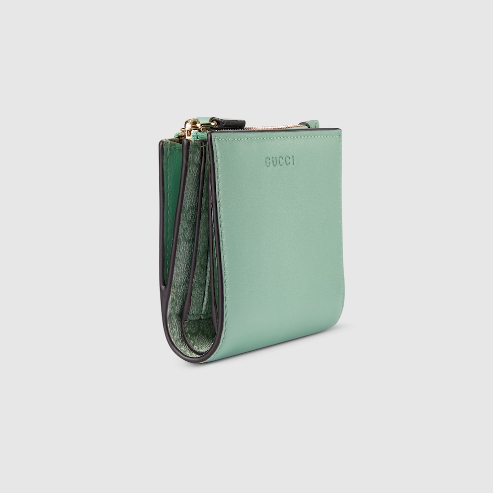 GG Emblem medium wallet in sage green leather | GUCCI® ZA