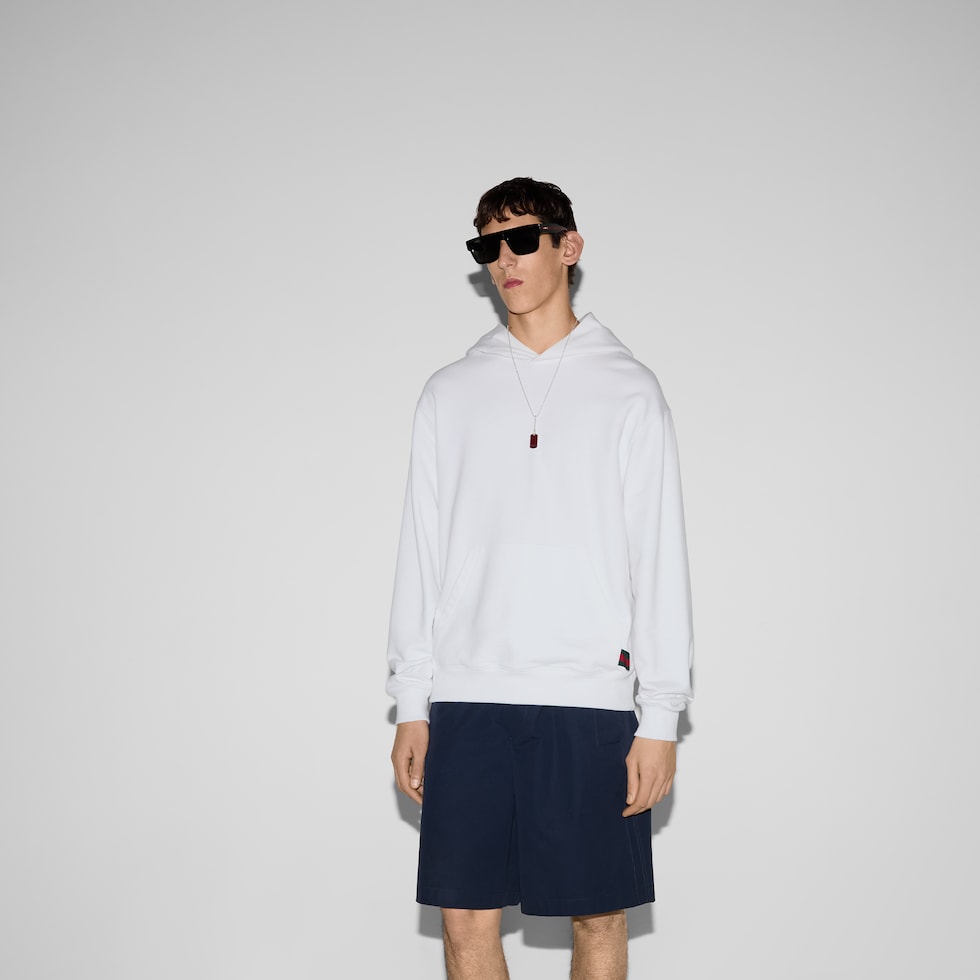Cotton jersey sweatshirt with Web in white | GUCCI® US