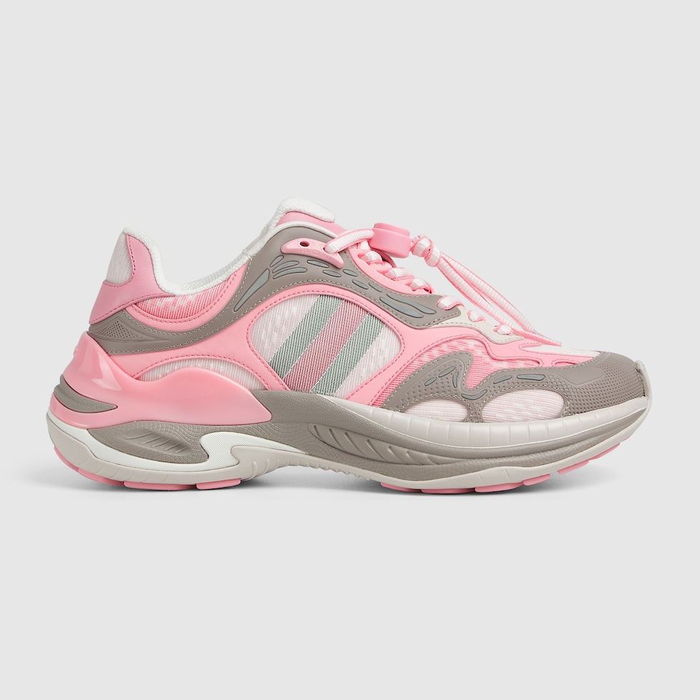 Women's Gucci 2.0 trainer in pink and grey mesh and leather | GUCCI® NO
