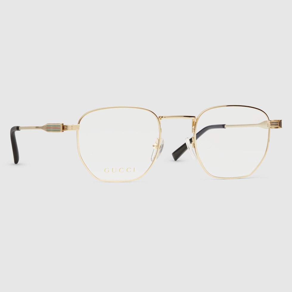 Geometrical optical frame in gold-toned | GUCCI® US