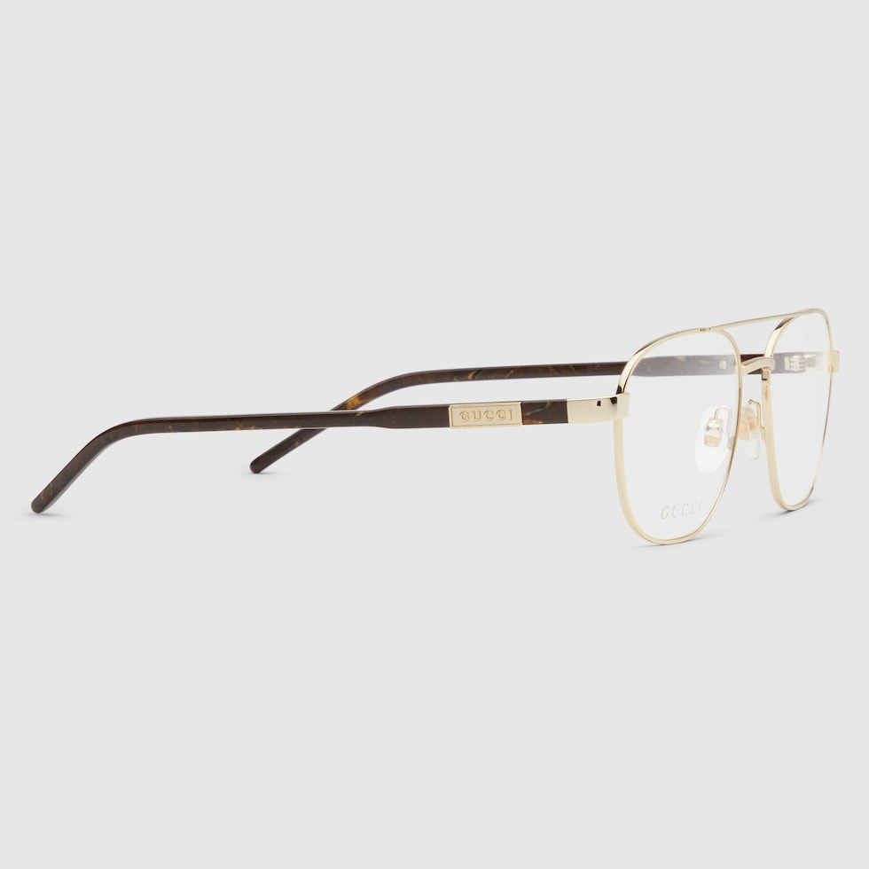 Rectangular optical frame in gold-toned | GUCCI® US