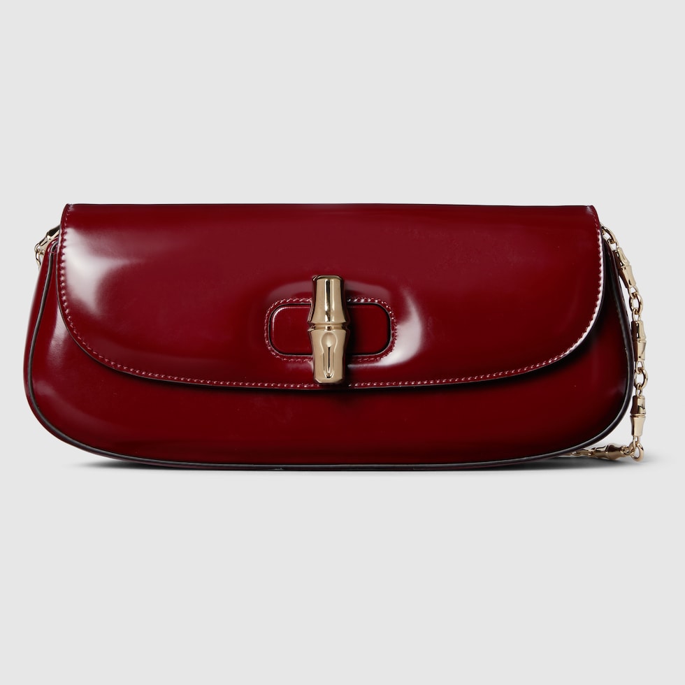 Gucci Bamboo Night small clutch in Rosso Ancora red leather | GUCCI® IE
