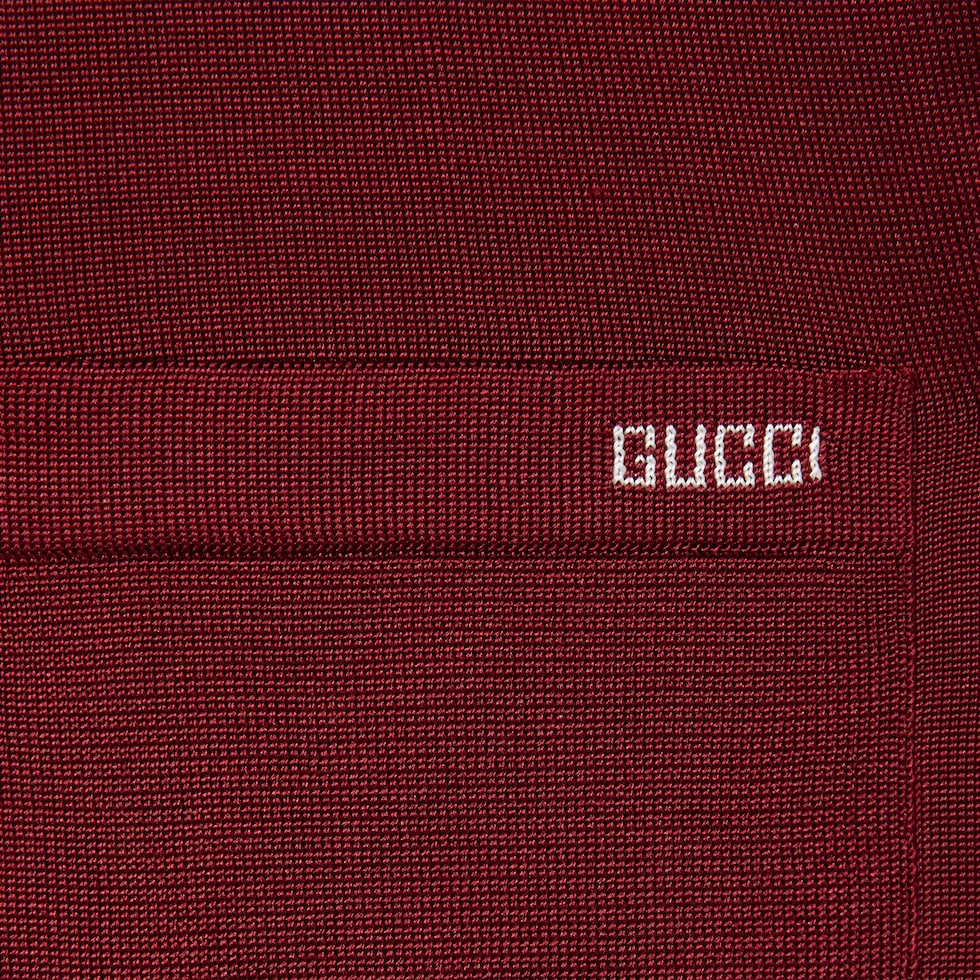 Fine silk polo top in bordeaux | GUCCI® US