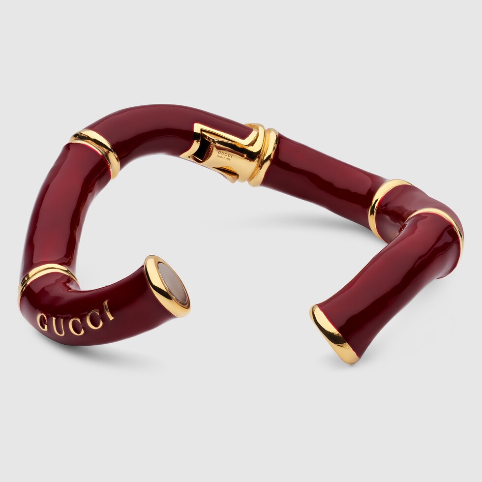 Bracciale rigido Gucci Bamboo in smalto Rosso Ancora | GUCCI® Italia