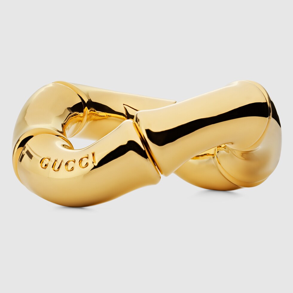 Gucci Bamboo cuff bracelet in gold-toned aluminium | GUCCI® ZA