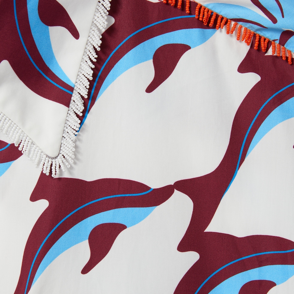 Printed light cotton shirt in white, light blue and bordeaux | GUCCI® US