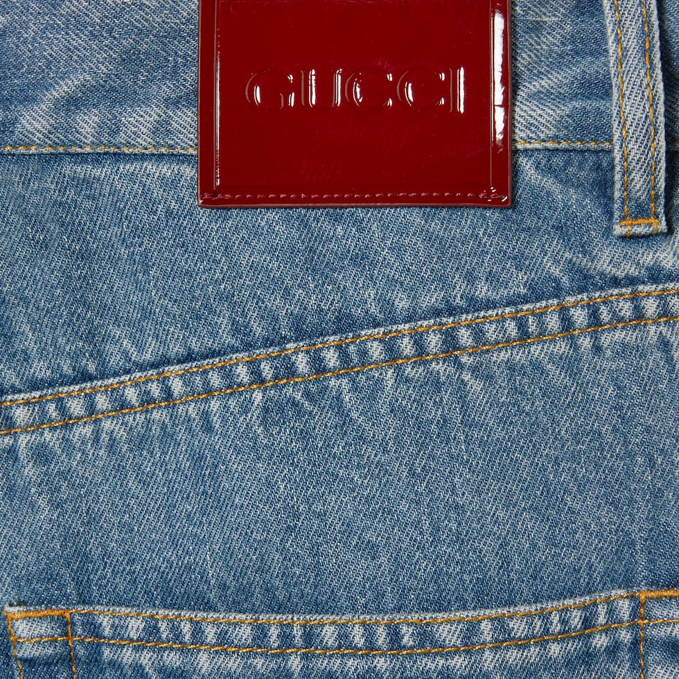 タイトフィット バギー デニム パンツライトブルー | GUCCI公式 タイトフィット バギー デニム パンツライトブルー | GUCCI公式