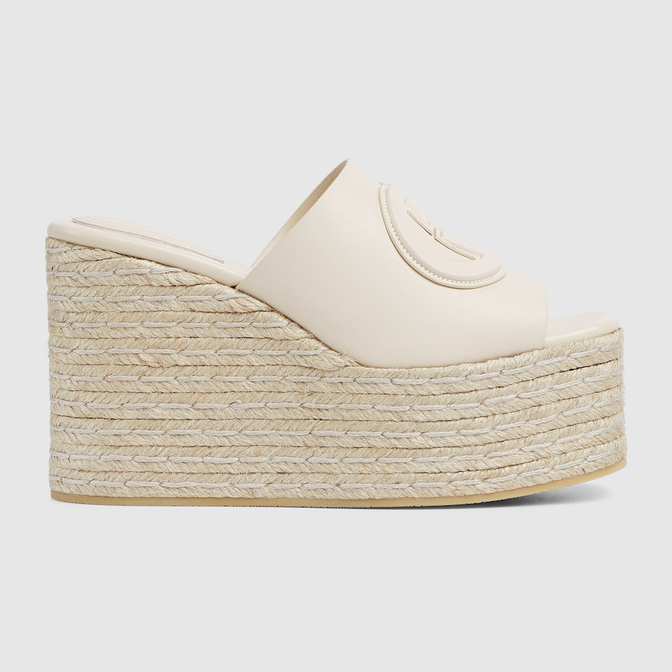 Women's Interlocking G sandal in ivory leather | GUCCI® UK