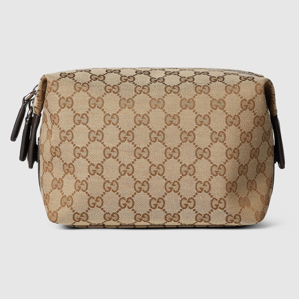 Small GG toiletry case in beige and dark brown canvas | GUCCI® TH