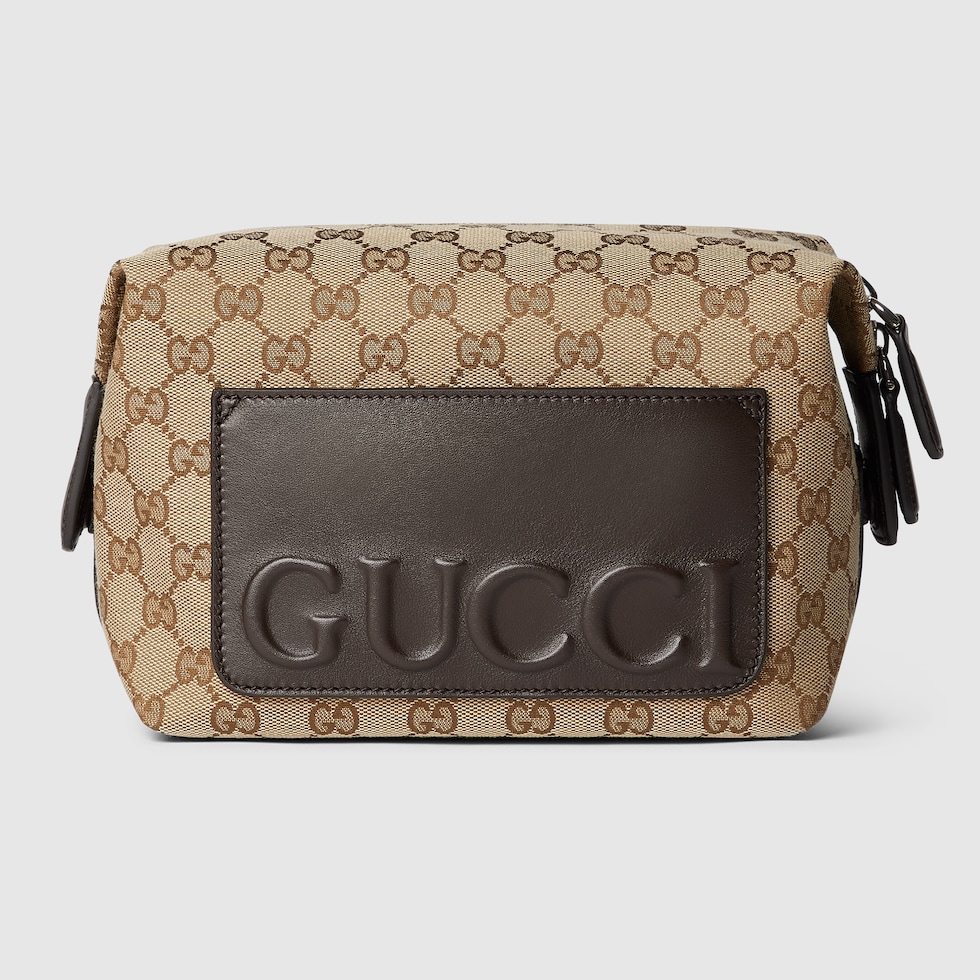 Small GG toiletry case in beige and dark brown canvas | GUCCI® Canada