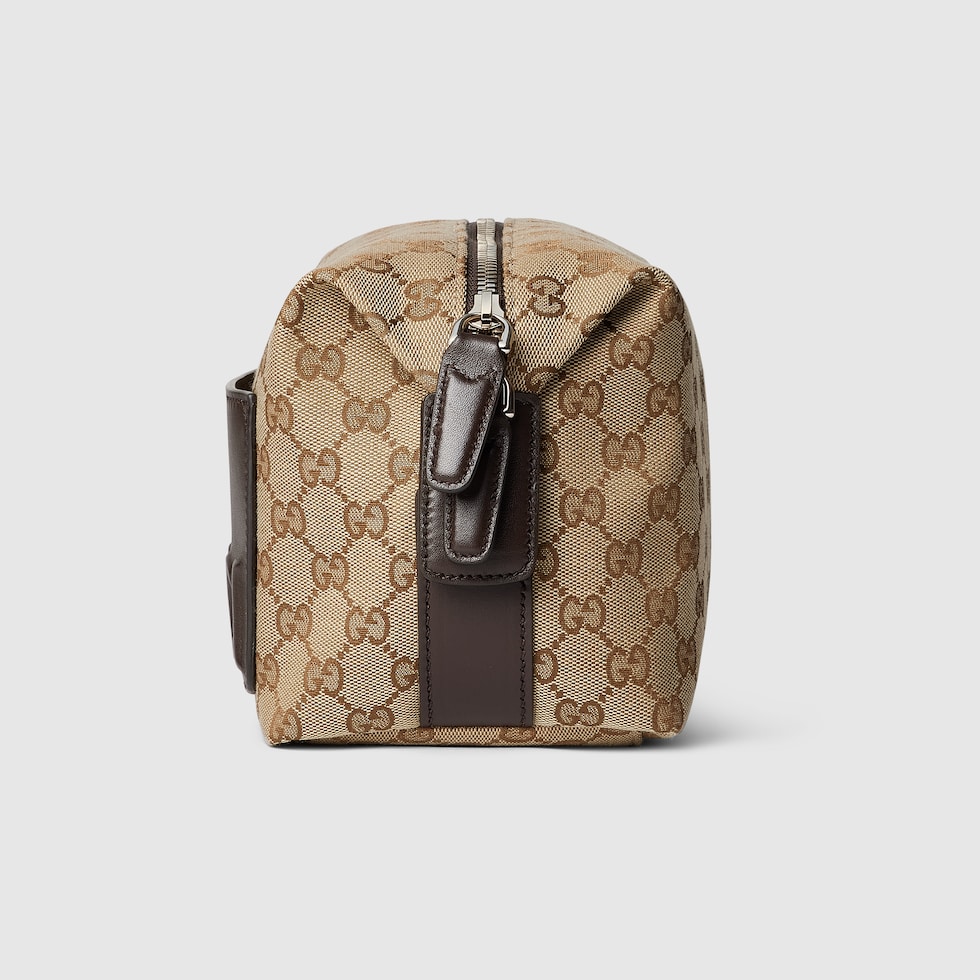 Small GG toiletry case in beige and dark brown canvas | GUCCI® Canada