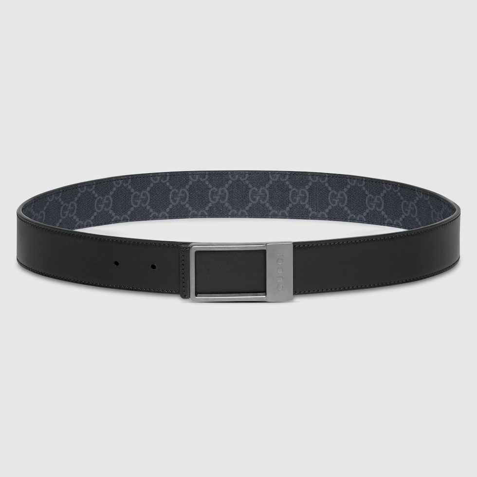 Reversible belt with rectangular buckle in black Supreme canvas and ...