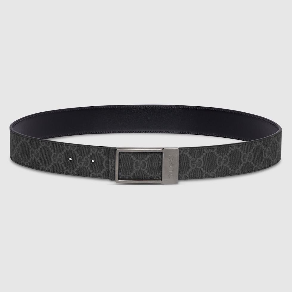 Reversible belt with rectangular buckle in black Supreme canvas and ...