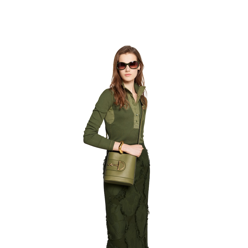 Gucci 73 mini bucket bag in green leather | GUCCI® UK