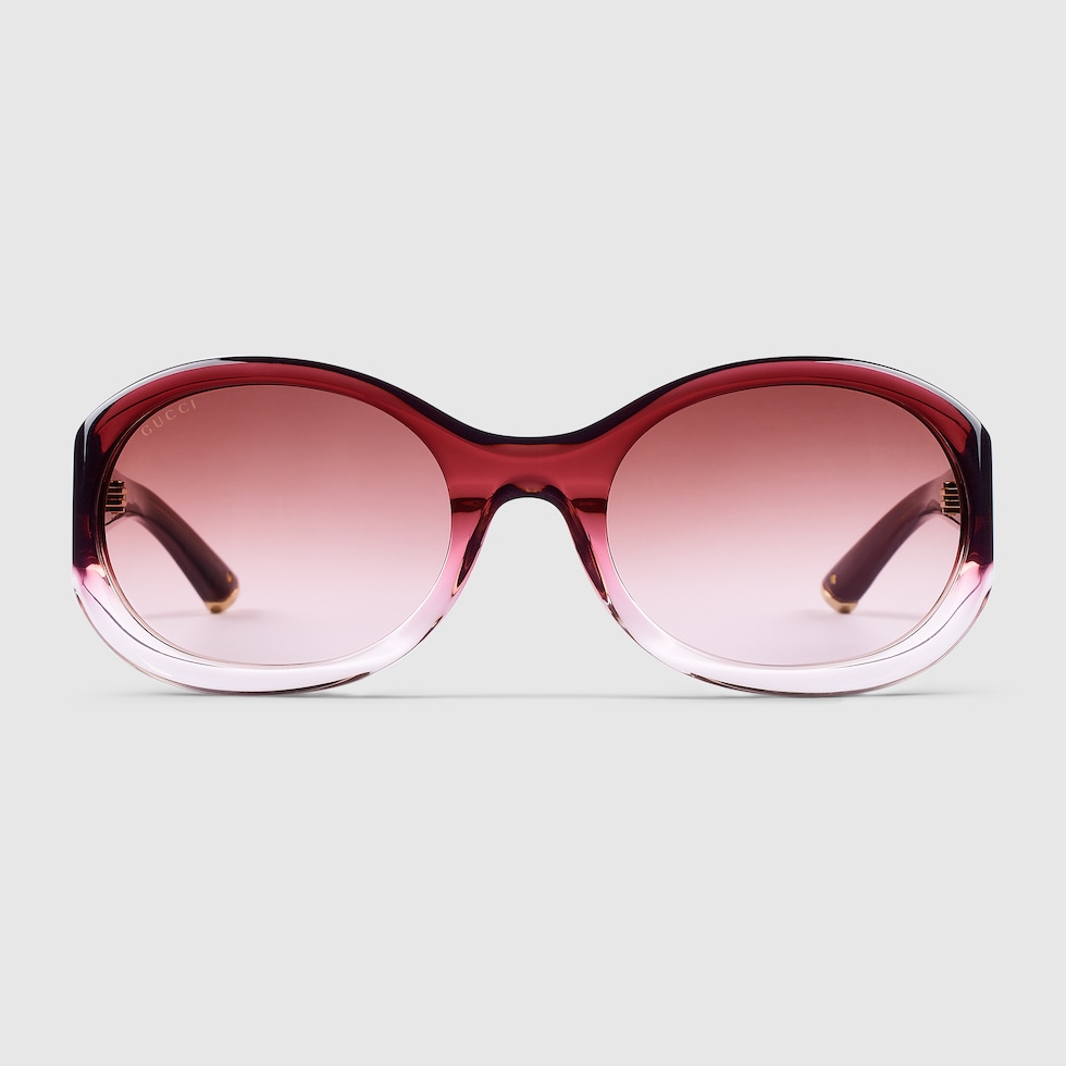 Round frame sunglasses in gradient Rosso Ancora red | GUCCI® UK