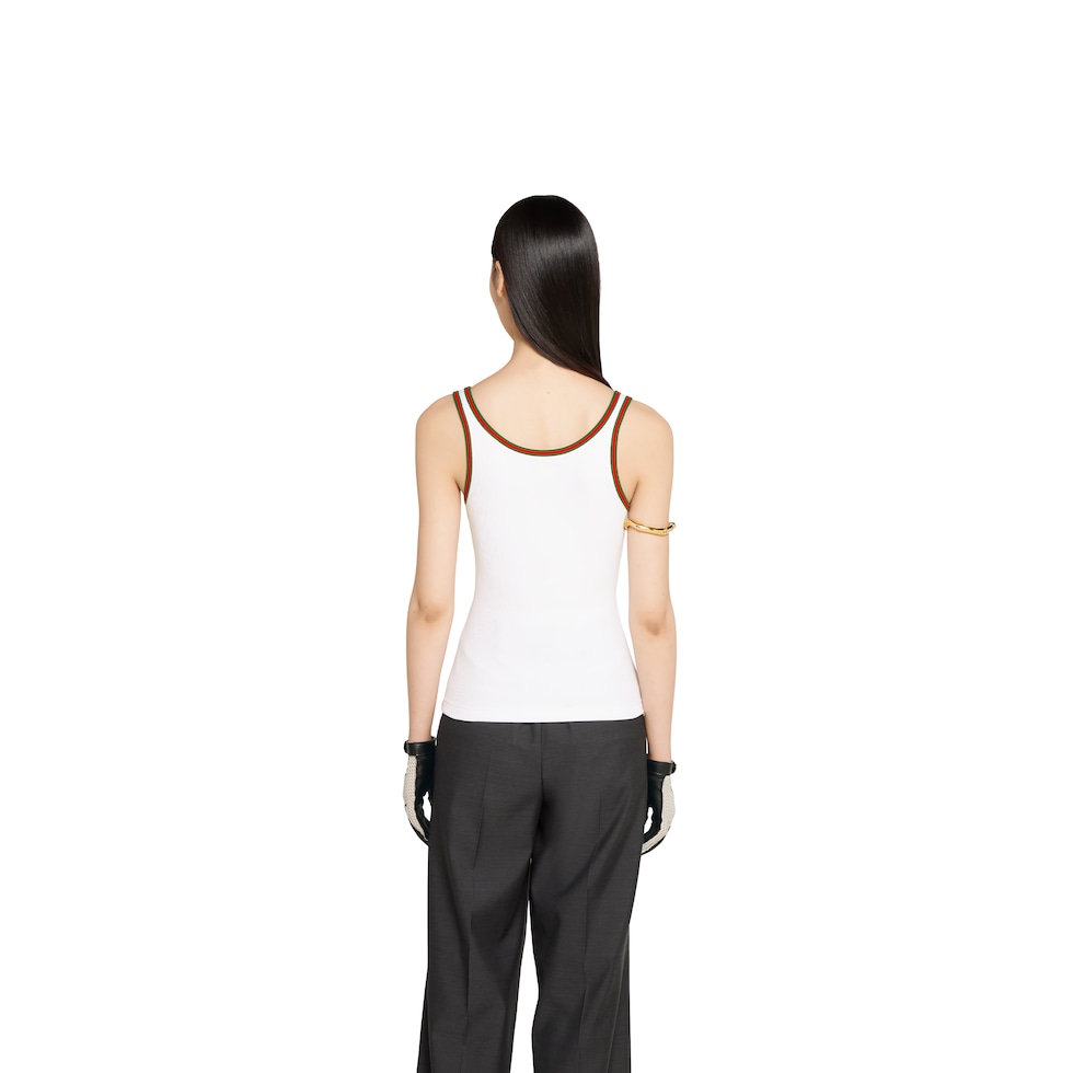 Cotton tank top with Web in white | GUCCI® US