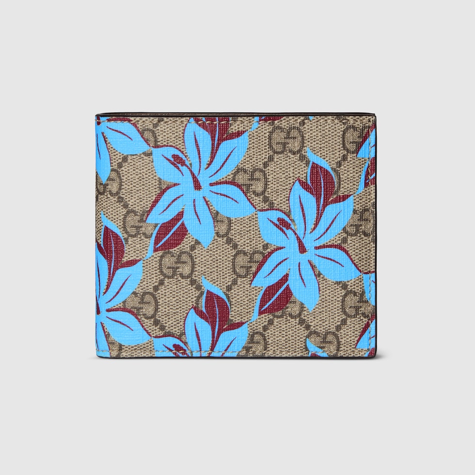 GG printed coin wallet in beige and dark brown Supreme | GUCCI® NO