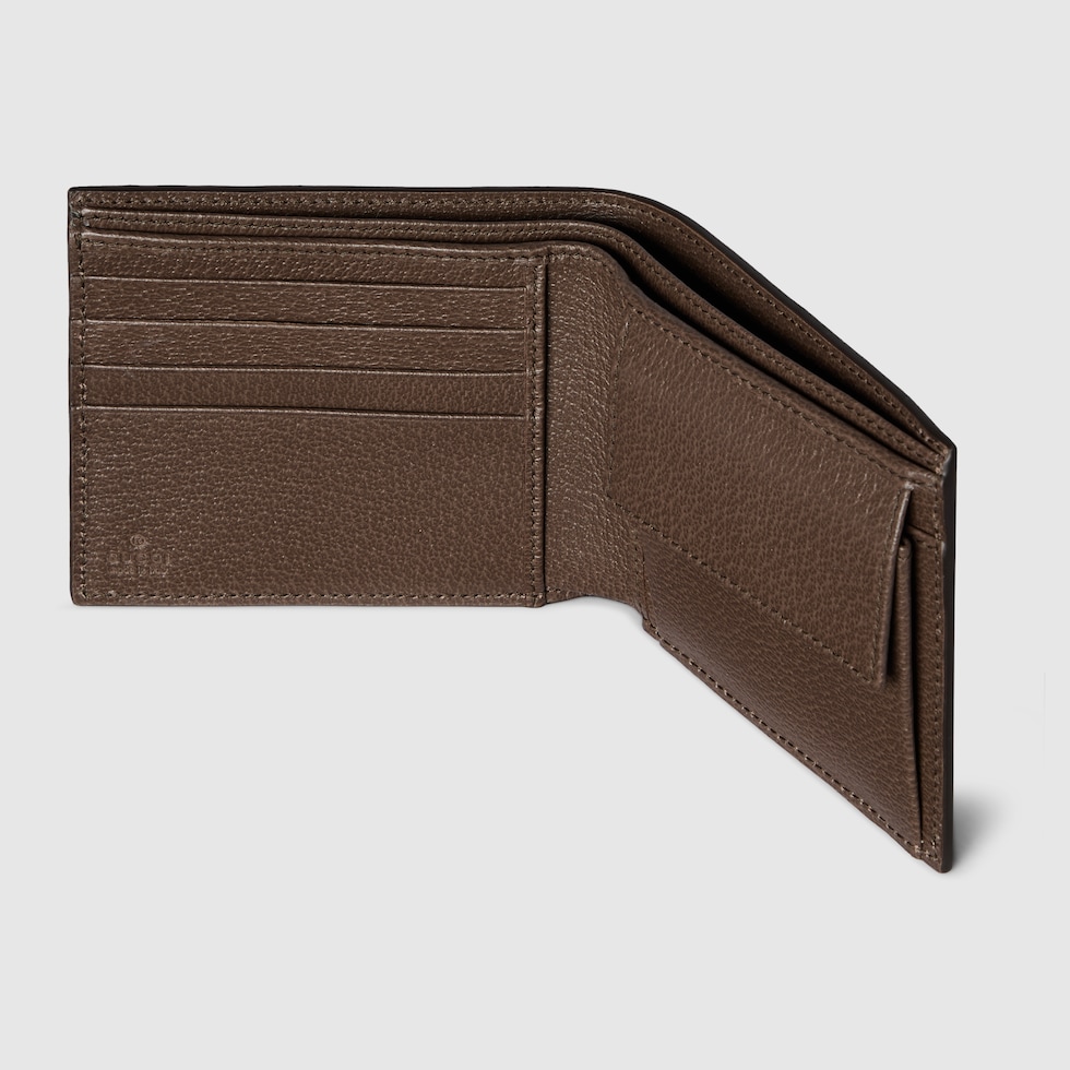 GG printed coin wallet in beige and dark brown Supreme | GUCCI® FI
