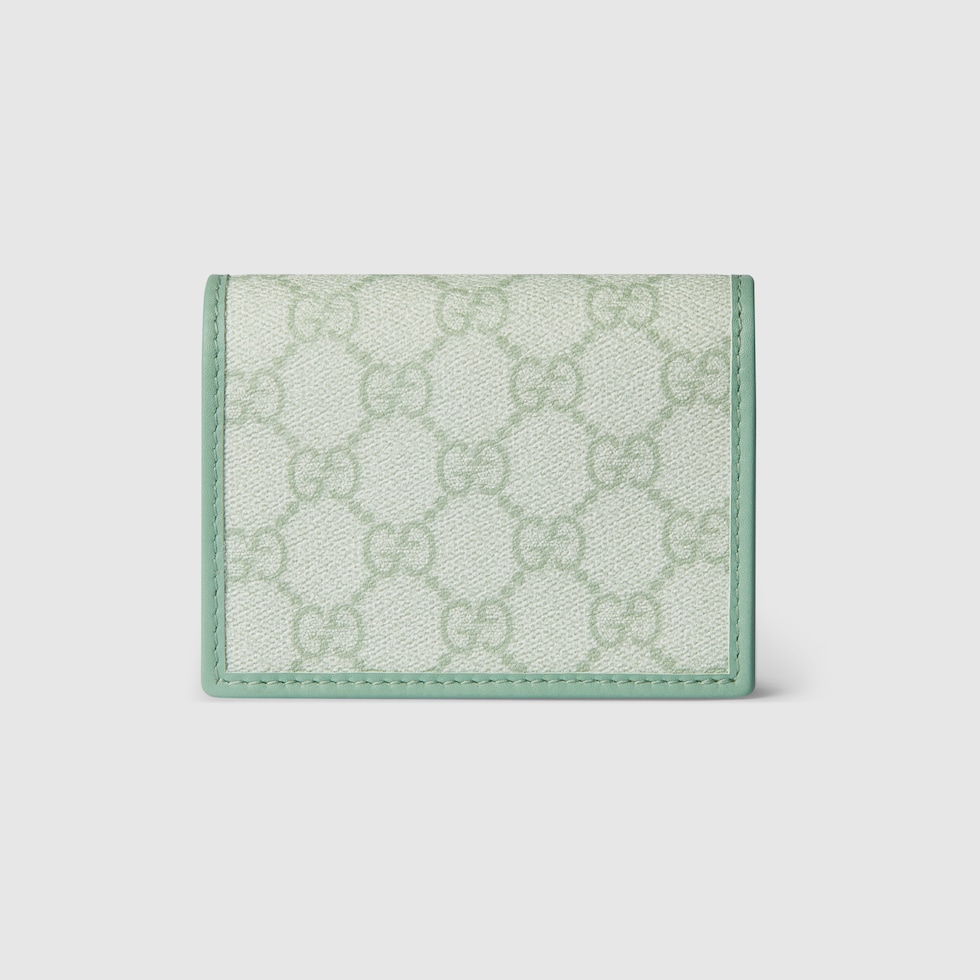 GG Emblem small wallet in sage green coated fabric | GUCCI® SG