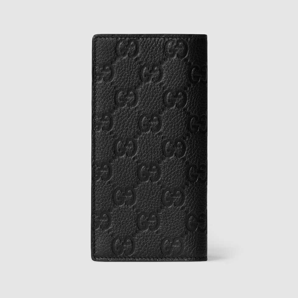 Gucci Imprint long wallet in black GG leather | GUCCI® CA