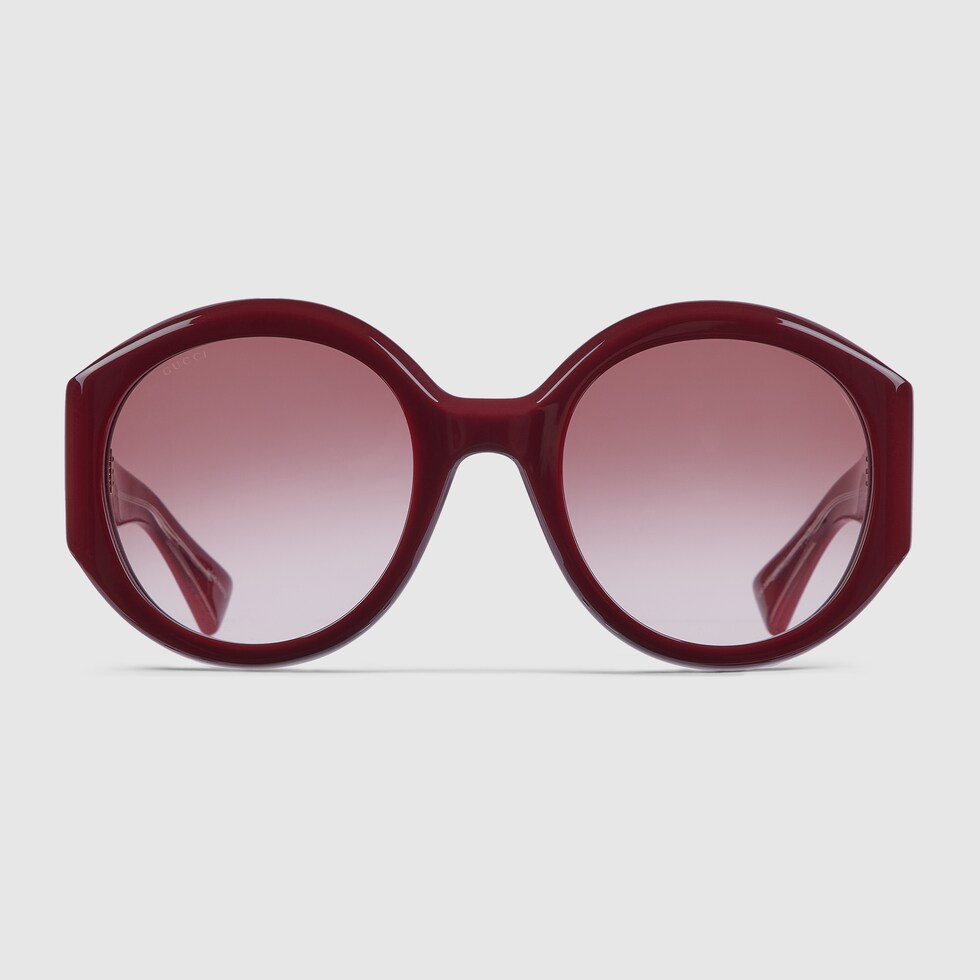 Round frame sunglasses in Rosso Ancora red | GUCCI® UK