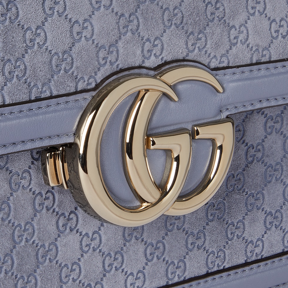 Gucci Go small shoulder bag in dusty blue suede | GUCCI® ZA