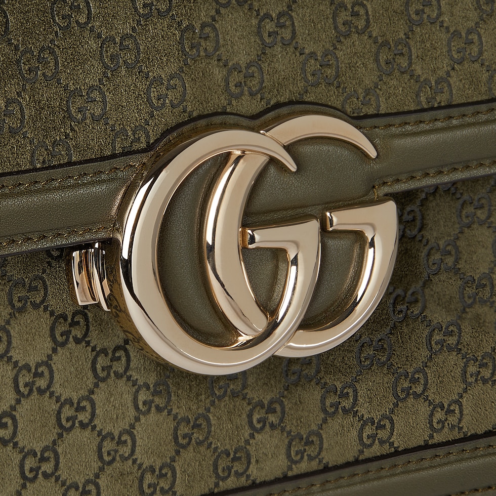 Gucci Go small shoulder bag in forest green GG suede | GUCCI® NL
