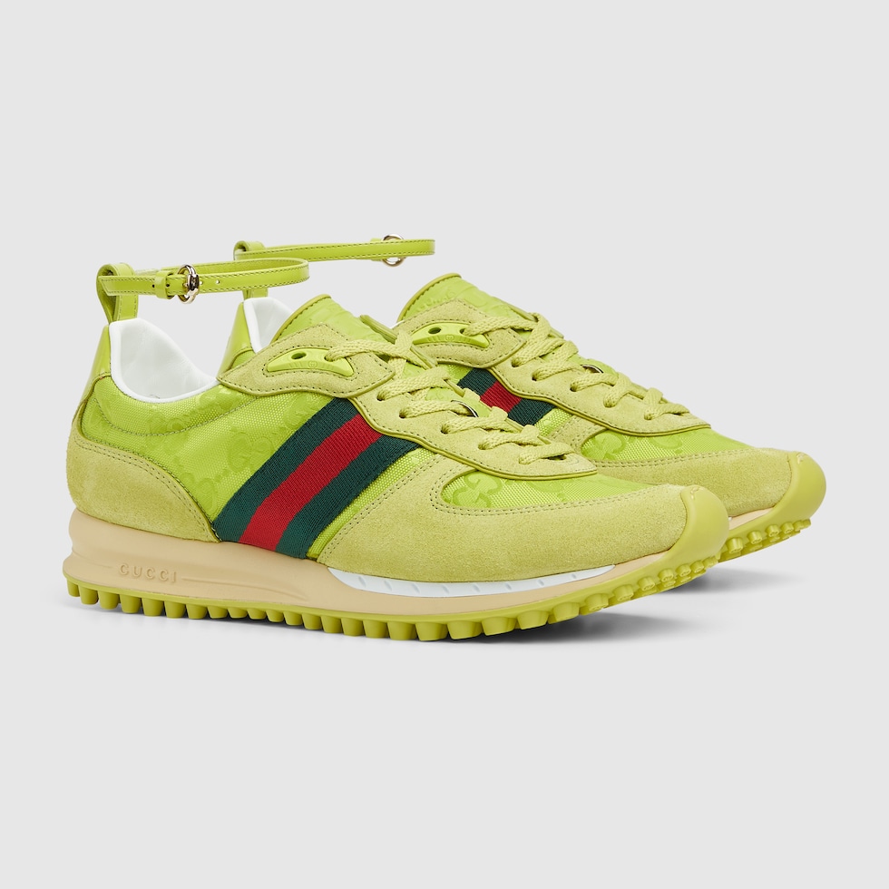 Baskets Gucci Re-Motion pour femme en Nylon à motif GG vert acide | GUCCI® FR