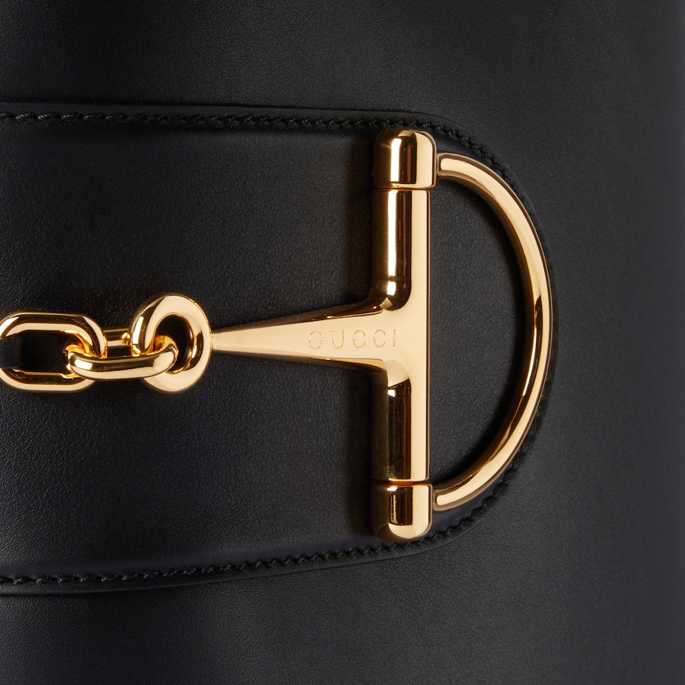 Gucci 73 medium bucket bag in black leather | GUCCI® US Gucci 73 medium bucket bag in black leather | GUCCI® US
