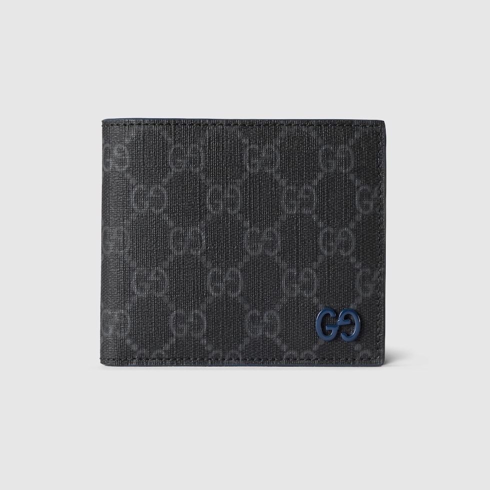 Blue interior GG coin wallet in black Supreme | GUCCI® UK