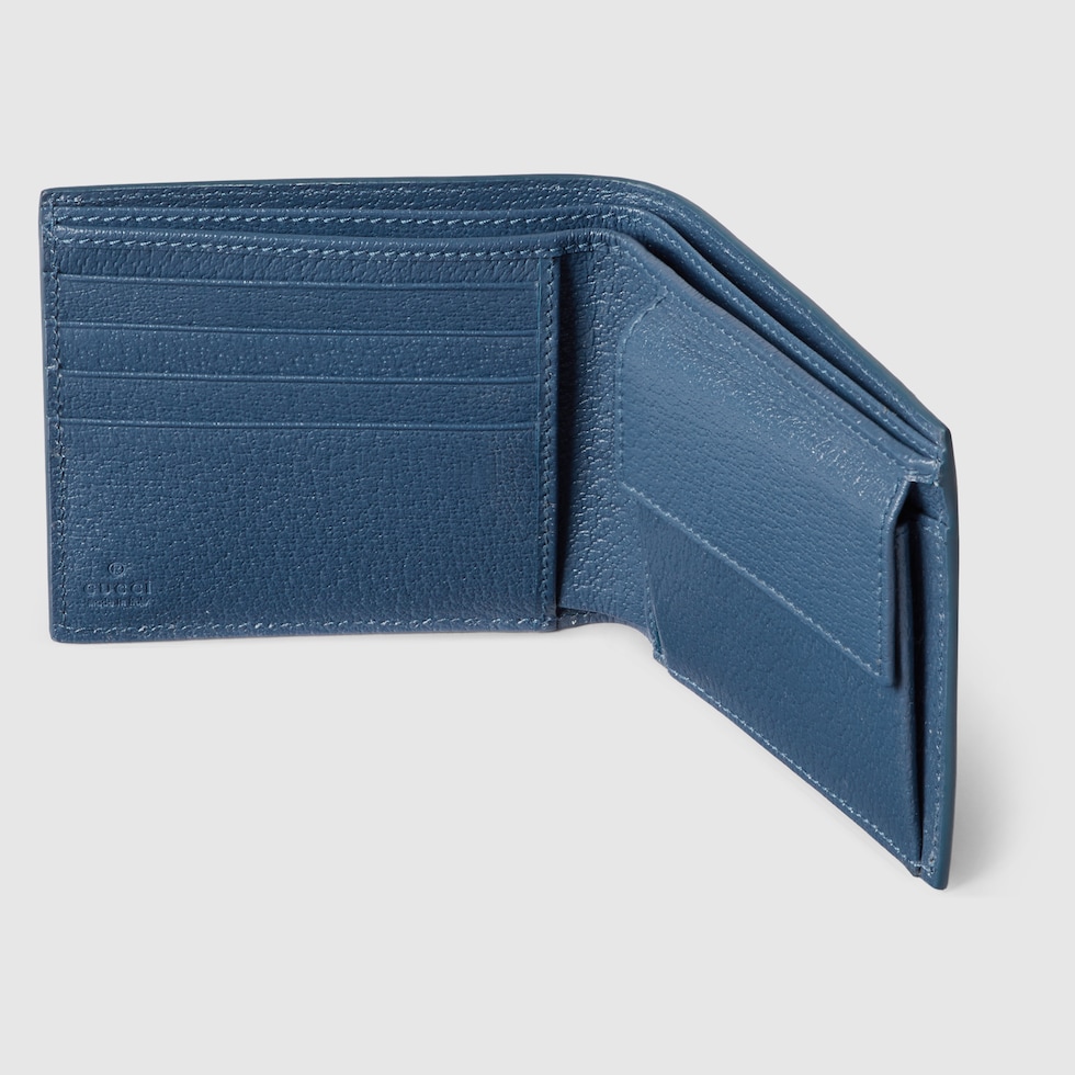 Blue interior GG coin wallet in black Supreme | GUCCI® UK