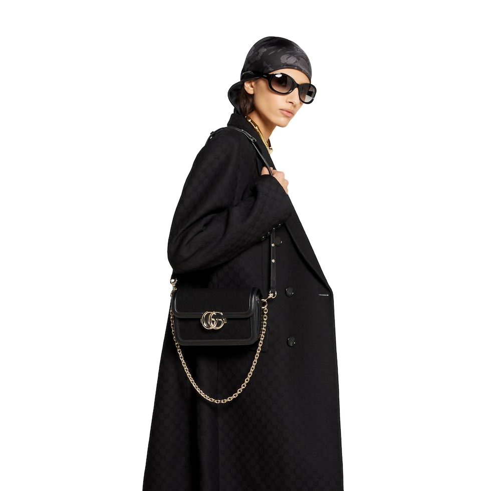 Gucci Go small shoulder bag in black GG canvas | GUCCI® HU