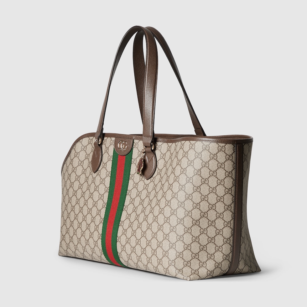 GG Monogram medium pet tote bag in beige and dark brown fabric | GUCCI® US