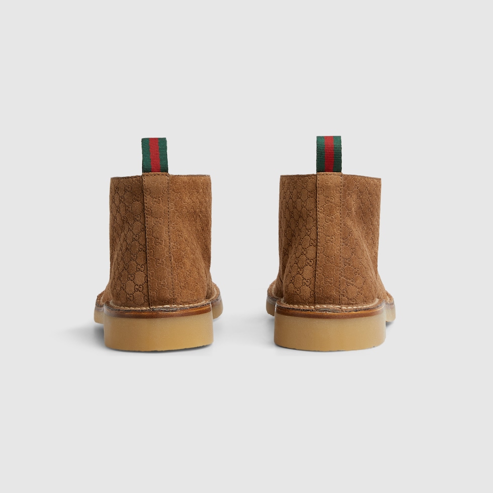 Men's ankle boot with Web in camel GG suede | GUCCI® ZA