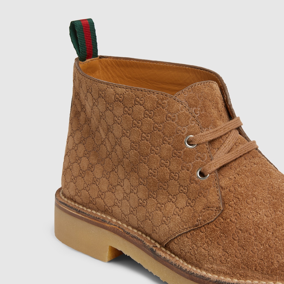 Men's ankle boot with Web in camel GG suede | GUCCI® ZA