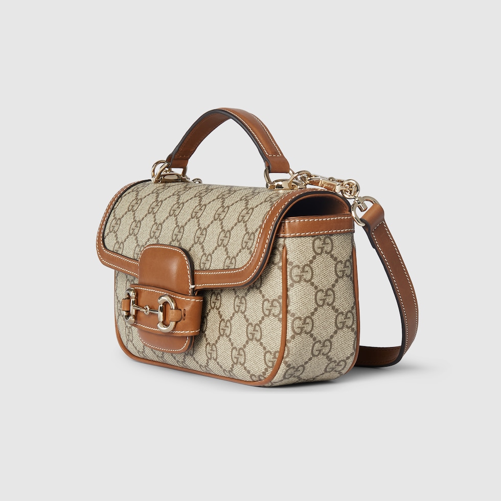 Gucci Horsebit 1955 Soft small top handle bag in beige and dark brown ...