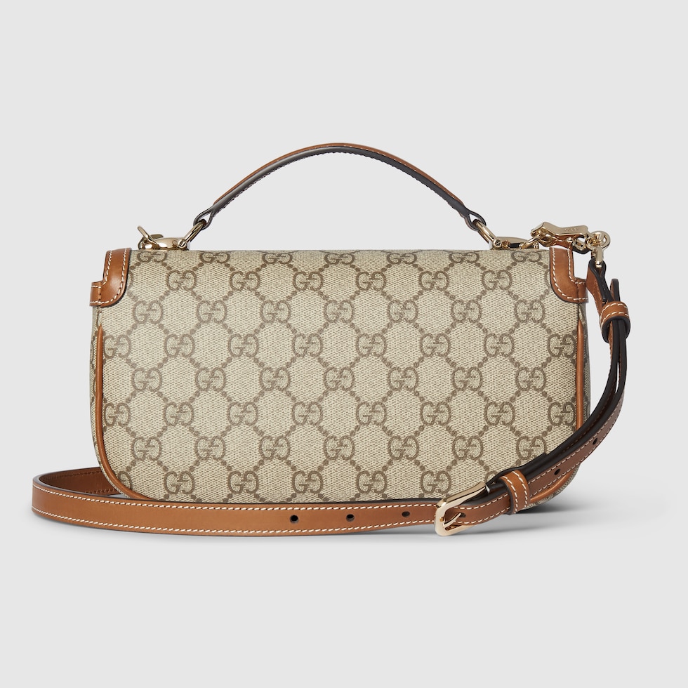 Gucci Horsebit 1955 Soft small top handle bag in beige and dark brown ...