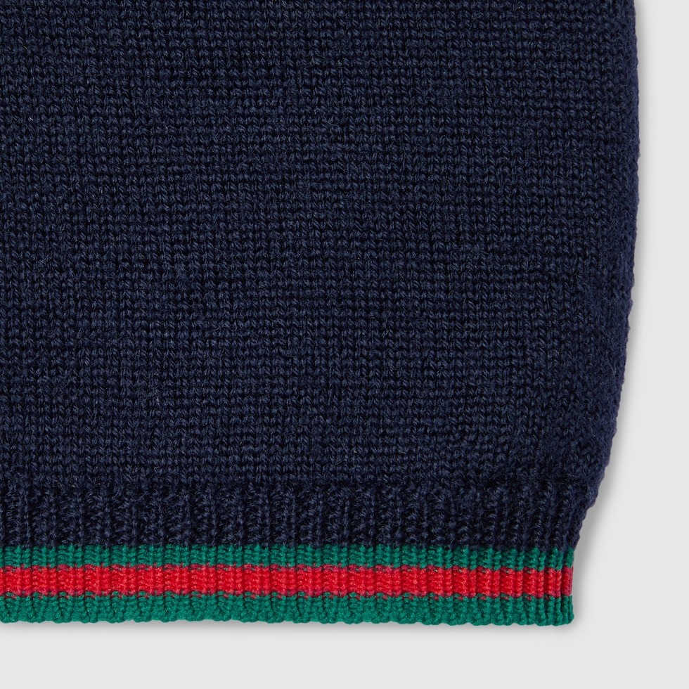 Baby wool sweater with Web in dark blue | GUCCI® UK
