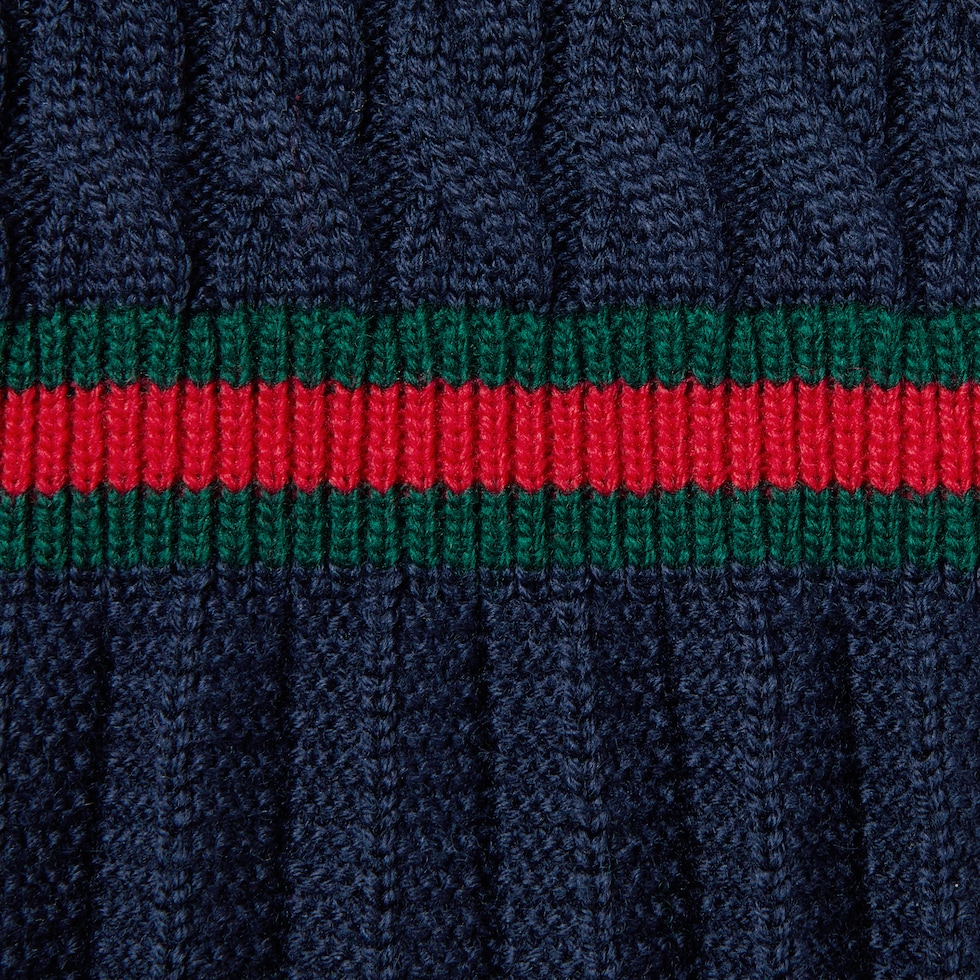 Children's wool dress with Web in dark blue | GUCCI® US