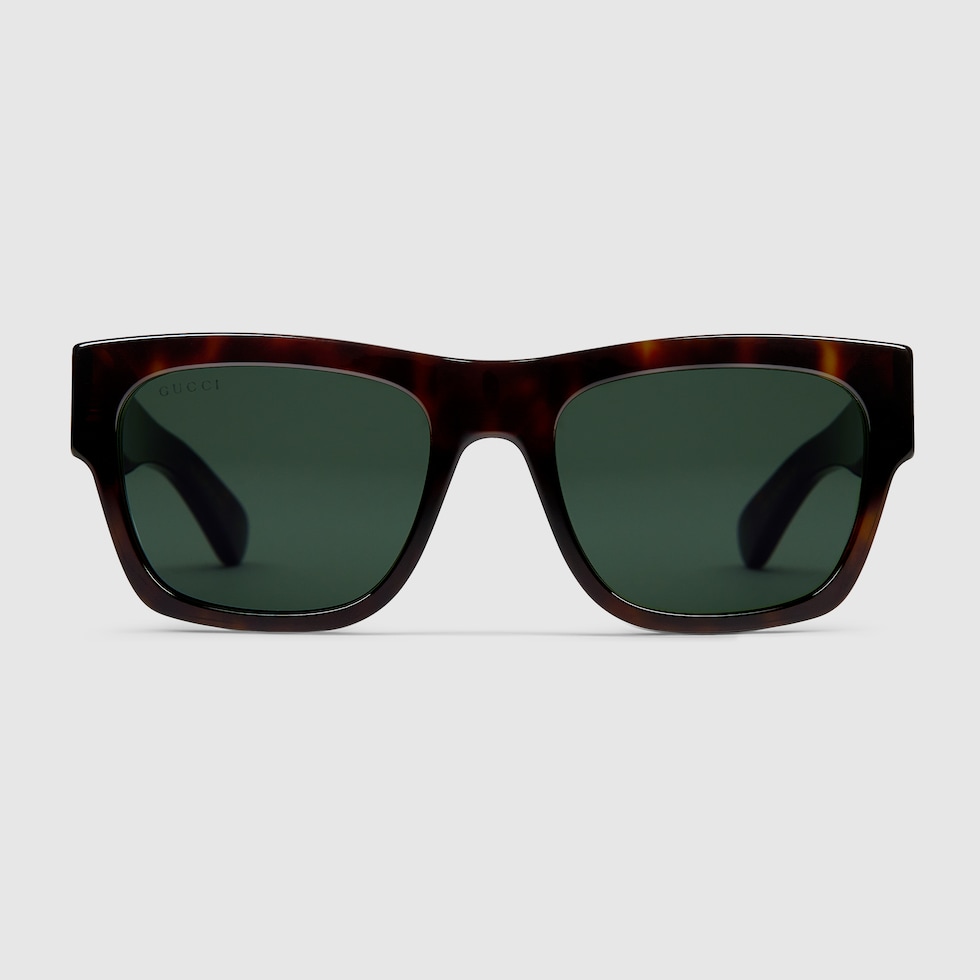 Square frame sunglasses in dark tortoiseshell | GUCCI® CA