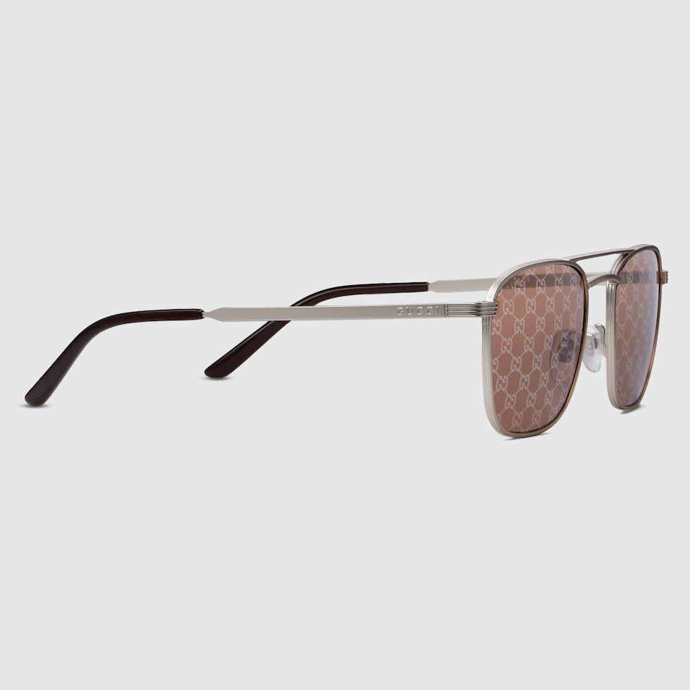 Square frame sunglasses in silver-toned | GUCCI® US