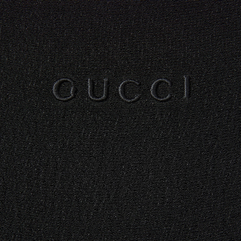 Silk crêpe dress with embroidery in black | GUCCI® US