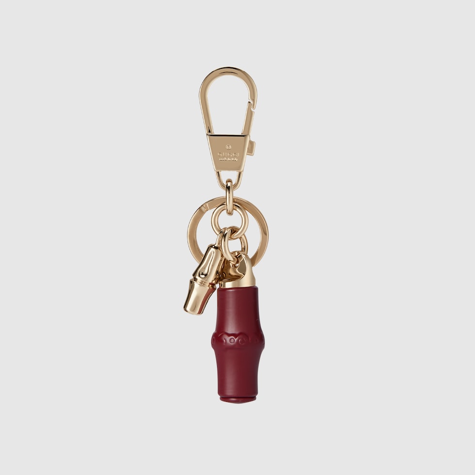 Keychain with bamboo details in Rosso Ancora red varnish | GUCCI® US