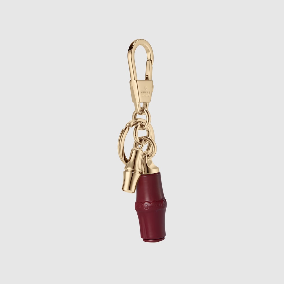 Keychain with bamboo details in Rosso Ancora red varnish | GUCCI® US