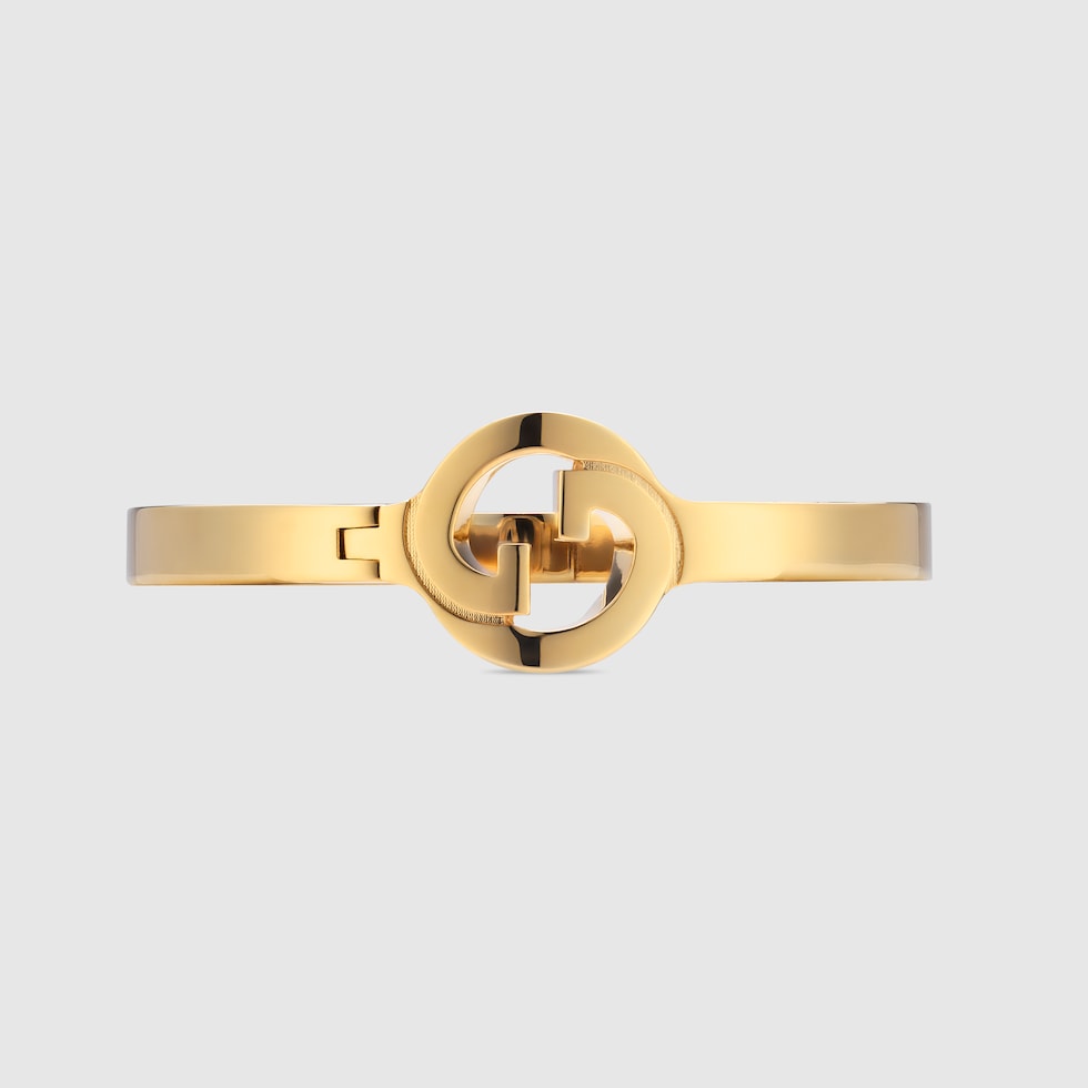 Gucci Blondie crystal bangle bracelet in light gold-toned brass | GUCCI® AE