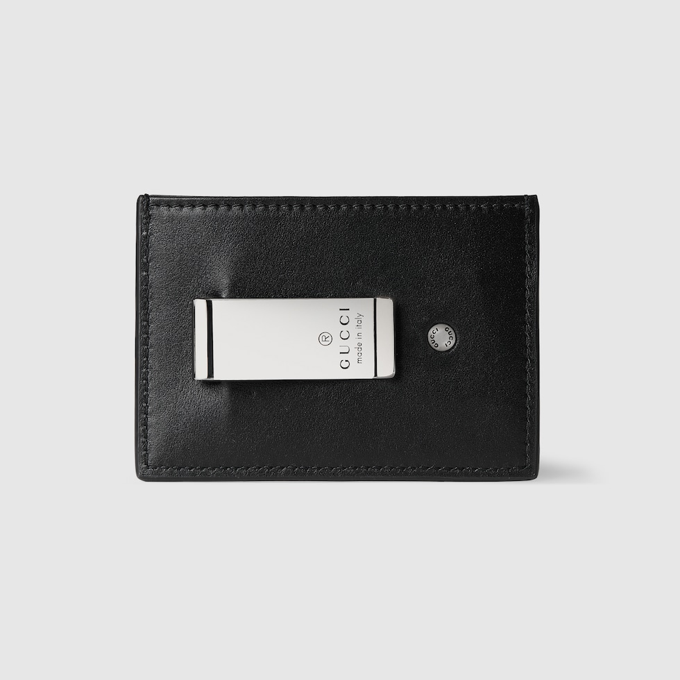 Tarjetero GG Marmont con clip para billetes en piel suave negra | GUCCI® ES
