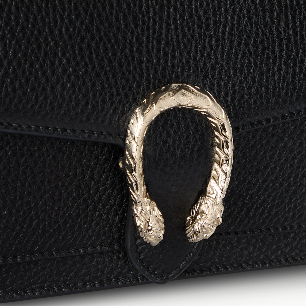 Dionysus wallet on chain in black leather | GUCCI® PT