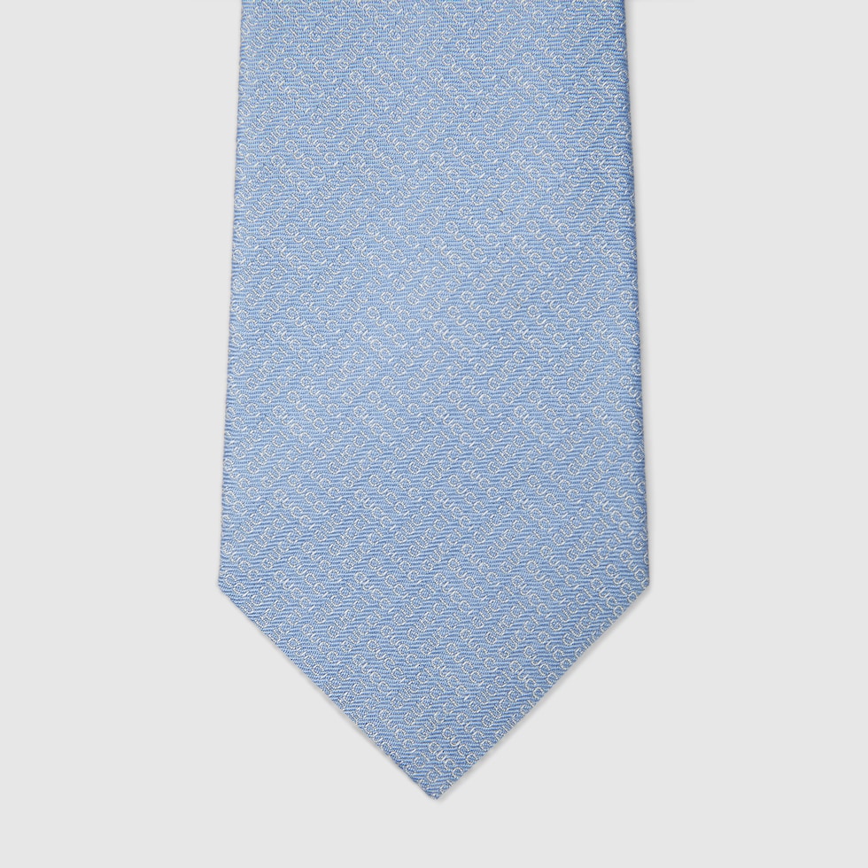 Gucci silk jacquard tie in light blue | GUCCI® IT