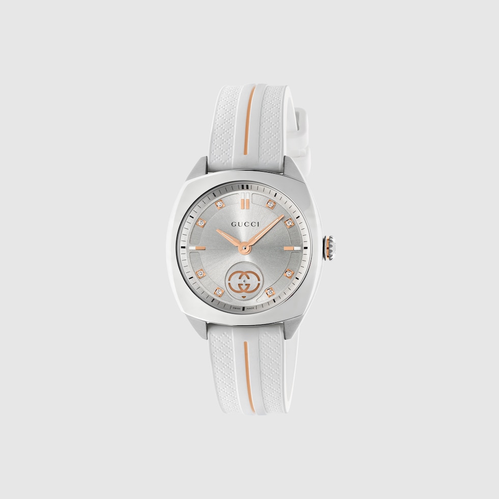 Orologio Gucci Interlocking, 29 mm in gomma bianca | GUCCI® IT